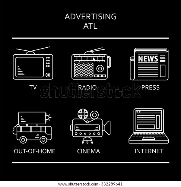 Atl Communications Symbols Collection Present Services Stock Vector ...