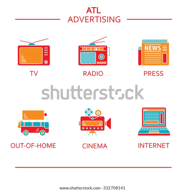 ATL communications symbols collection to present services of ads studios