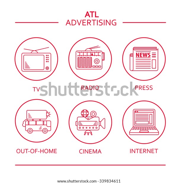 Atl Communications Symbols Collection Present Services Stock Vector ...