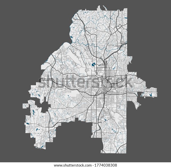 Atlanta Map Detailed Vector Map Atlanta Stock Vector (Royalty Free ...