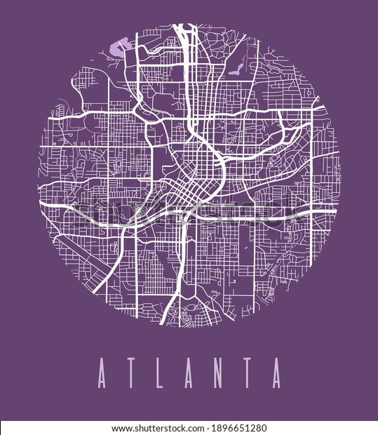 Afiche del mapa de Atlanta. Mapa de calles de diseño decorativo de la ...