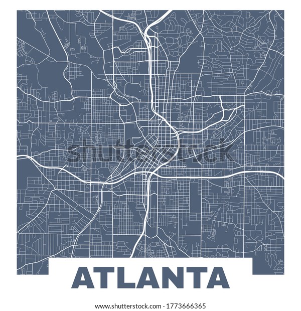 애틀랜타 지도. 애틀랜타 시가의 벡터 지도. 스톡 벡터(로열티 프리) 1773666365 | Shutterstock
