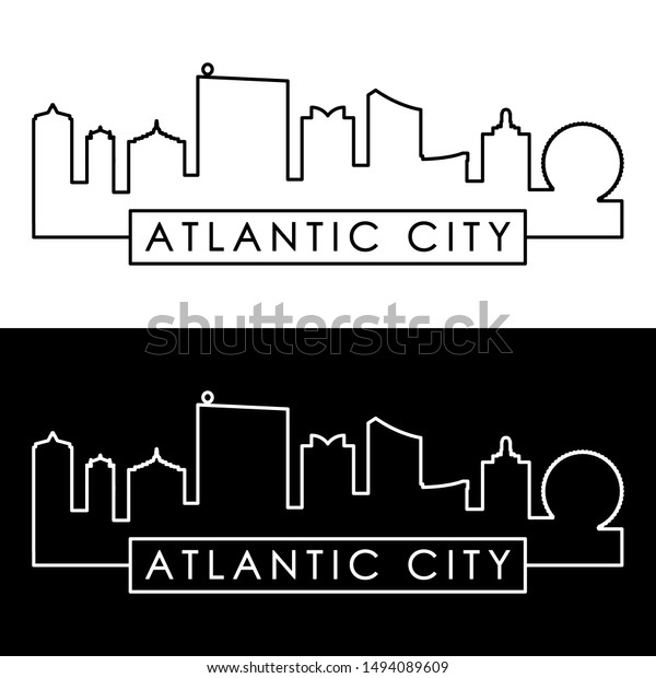 Atlantic City Skyline Linear Style Editable Stock Vector (Royalty Free ...