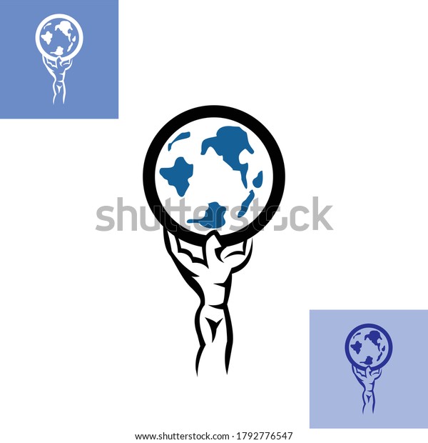 Atlas Holding Earth Vector Logotype Stock Vector (Royalty Free ...