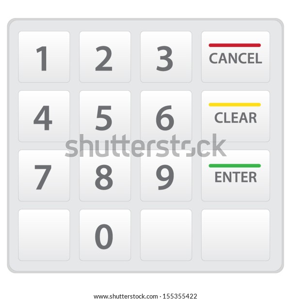 Atm Keypad Isolated On White Vector Stock Vector (Royalty Free) 155355422