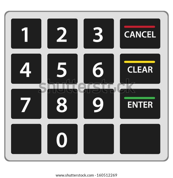 Atm Keypad Isolated On White Vector Stock Vector (Royalty Free ...
