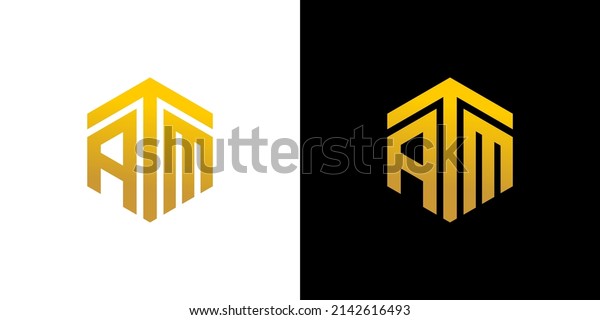 Atm Letter Logo Design Polygon Monogram: เวกเตอร์สต็อก (ปลอดค่า ...