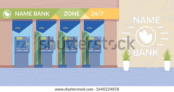 Atm Machine Hall Background Equipment Operations Stock Vector (Royalty ...