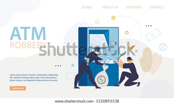 Atm Robbery Flat Layout Design Landing Stock Vector (Royalty Free ...