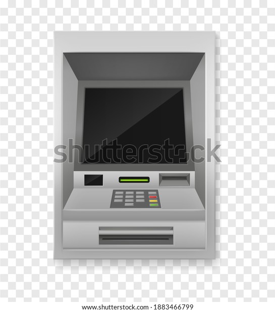 Terminal Atm. Vista frontal de máquina de pago realista, cajero ...