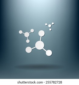 Ilustrasi Stok Molecule On White Wall Display Podium 1652763304 ...