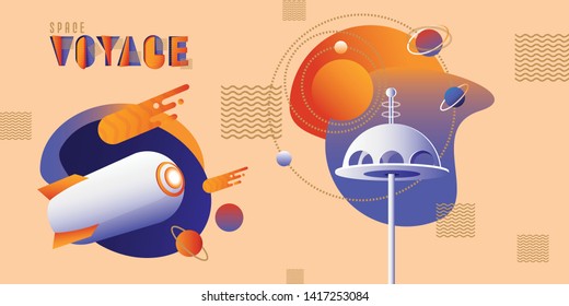 Vektor Stok Atomic Age Inspired Vector Illustration Set (Tanpa Royalti ...