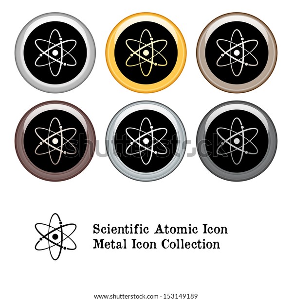 Atomic Symbol Icon Metal Icon Set Stock Vector (Royalty Free) 153149189