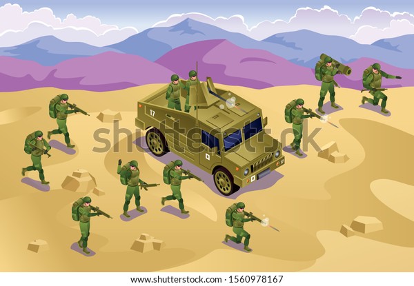 Attack Soldiers Modern Army Illustration Isometric Stock Vector ...