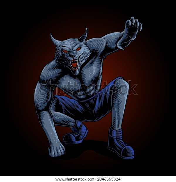 Attack Werewolf Illustration Vector Stock Vector (Royalty Free ...