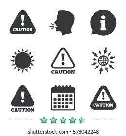 Attention Caution Icons Hazard Warning Symbols: vector de stock (libre de regalías) 578042248 ...