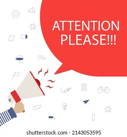 Attention Please Megaphone Banner Chat Bubble Stock Vector (Royalty ...
