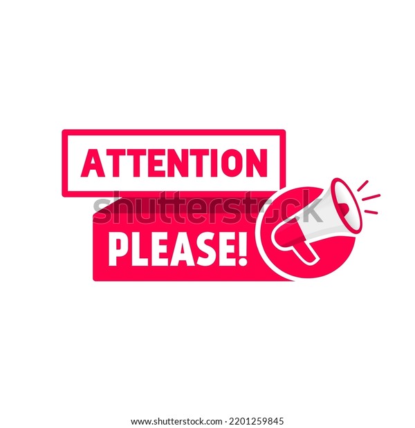 Attention Please Ribbon Megaphone Banner Alert Stock Vector (Royalty ...
