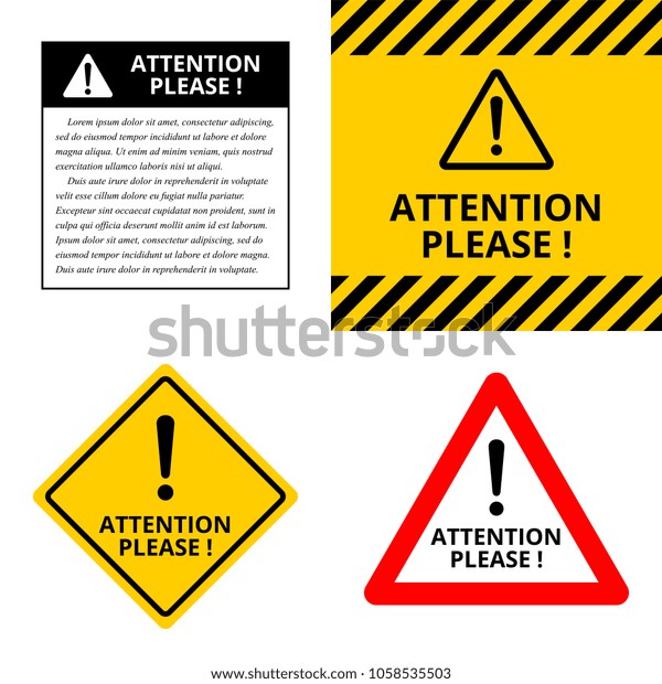 Attention Please Set Warning Signs Vector Stock Vector (Royalty Free ...