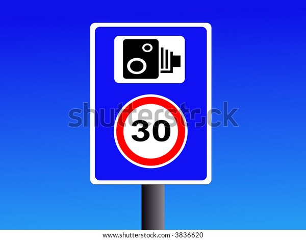 Attention Speed Camera Sign Speed Limit Stock Vector (Royalty Free ...
