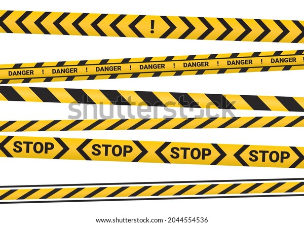 Attention Stop Danger Tape Line Yellow Stock Vector (Royalty Free ...