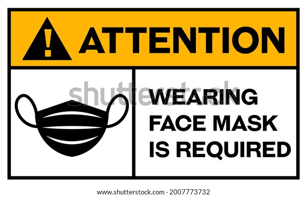 Attention Wearing Face Mask Required English Stock Vector (Royalty Free ...