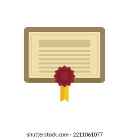 Attestation Certificate Icon Flat Illustration Attestation Stock Vector ...