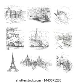 Attractions World Freehand Drawing Vector Illustrationdrawing Stock ...