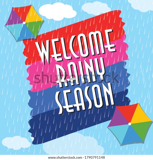 Attractive Poster Design Welcoming Rainy Season Stock Vector (Royalty ...