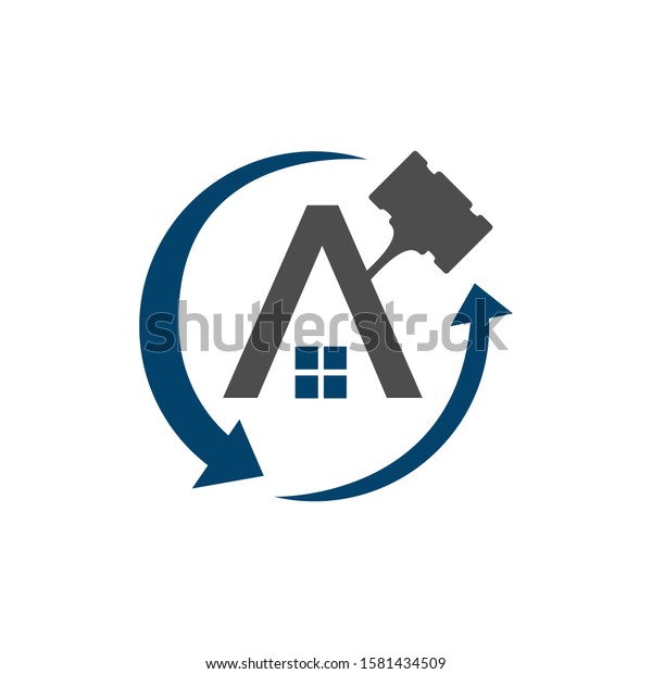 Auction Logo Design Vector Illustration Gavel Stock Vector (Royalty ...