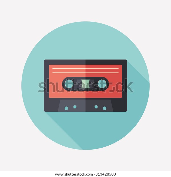 Audio Cassette Flat Round Icon Long Stock Vector (Royalty Free) 313428500