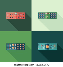 Audio Compressors Flat Square Icons Set Stock Vector (Royalty Free ...