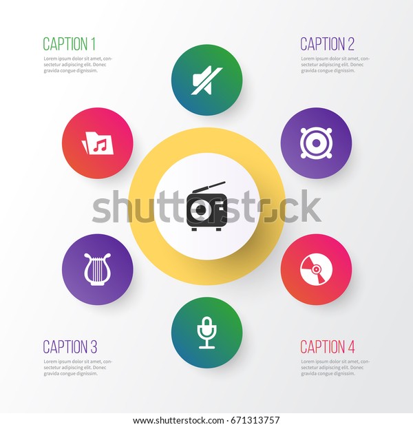 Audio Icons Set Collection Dossier Cd Stock Vector (Royalty Free ...