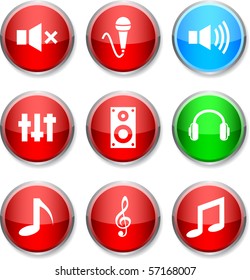 Audio Set Square Color Icons Stock Vector (Royalty Free) 53880850