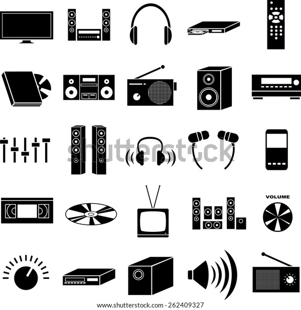 Audio Video Symbols Set Stock Vector (Royalty Free) 262409327