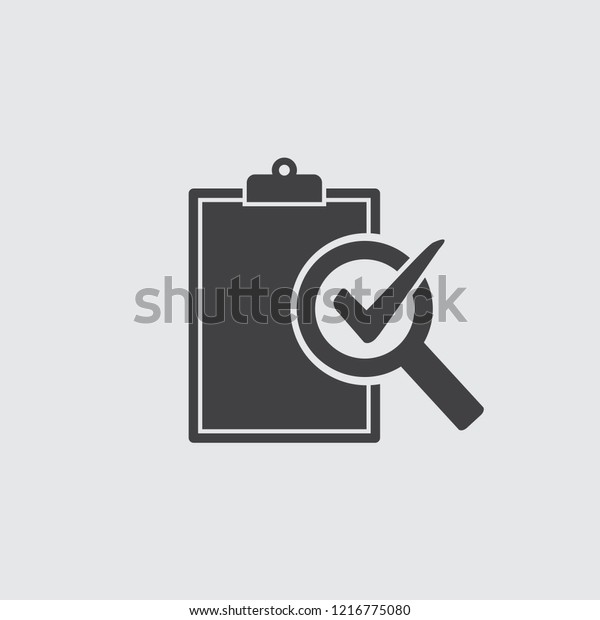 Audit Icon Black On Gray Background Stock Vector (Royalty Free) 1216775080