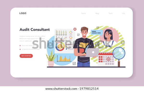 Auditor Web Banner Landing Page Business Stock Vector (Royalty Free ...