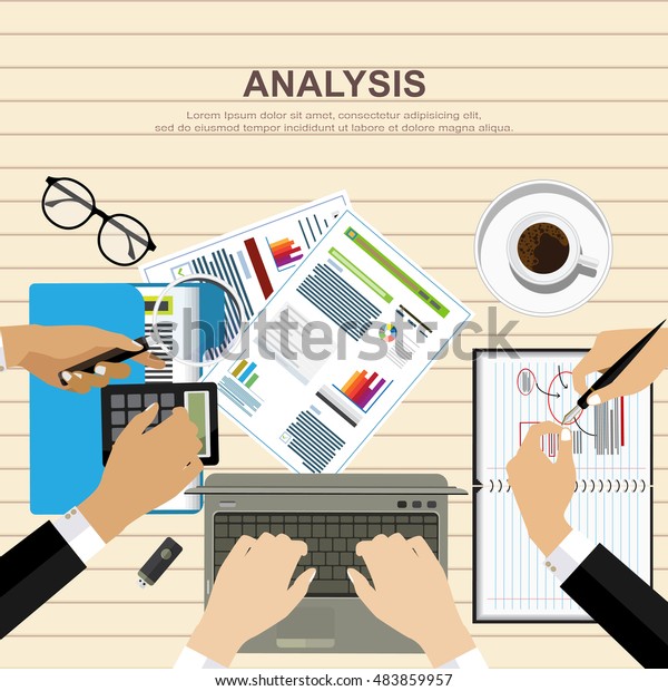 Auditor Work Desk Accounting Paperwork Business Stock Vector (Royalty ...