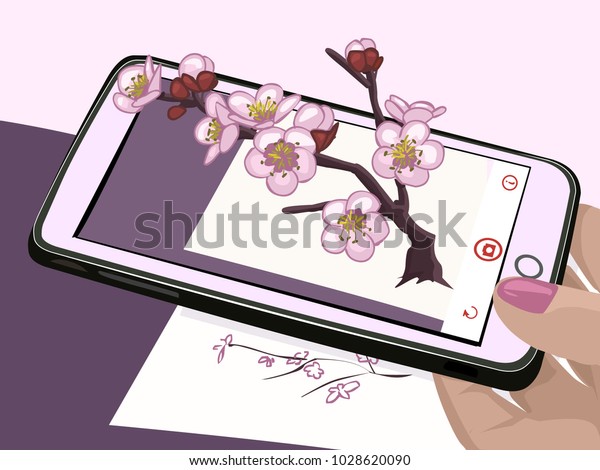 Augmented Reality Ar Flowers Become Voluminous Stock Vector (Royalty ...