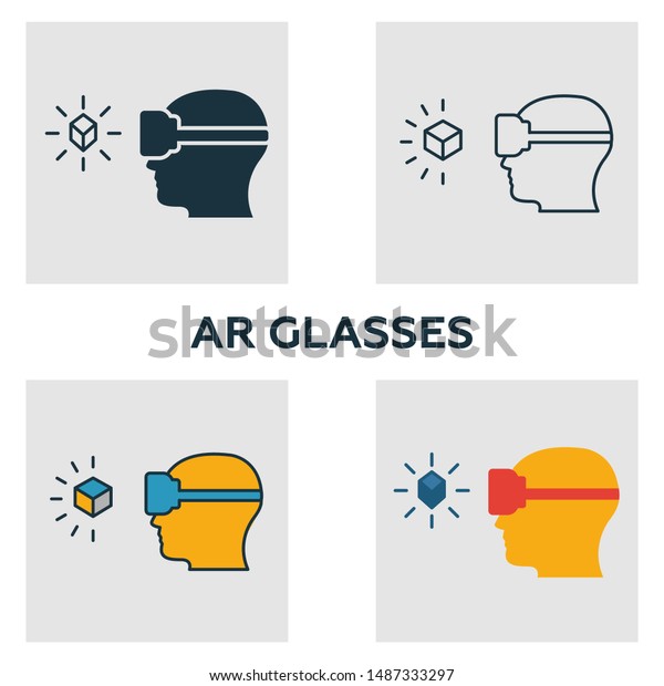 Augmented Reality Glasses Icon Set Four Stock Vector (Royalty Free ...
