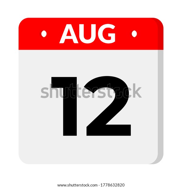 August 12 Calendar Icon Shadow Stock Vector (Royalty Free) 1778632820 ...