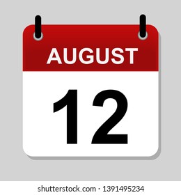 August 12 Calendar Icon Vector Illustrstion Stock Vector (Royalty Free ...