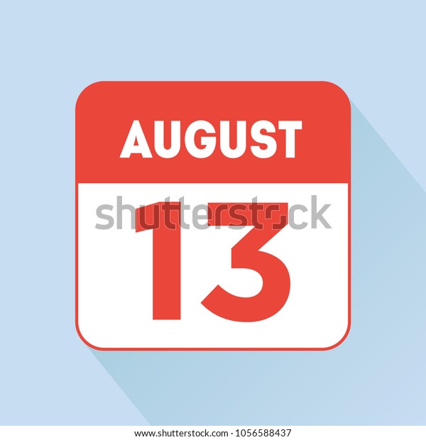 August 13 Calendar Icon Red Flat Stock Vector (Royalty Free) 1056588437 ...
