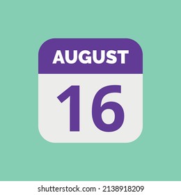 August 16 Calendar Date Icon Stock Vector (Royalty Free) 2138918209 ...