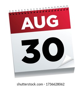 August 30th On Calendar Page Illustrated Stock Vector (Royalty Free ...