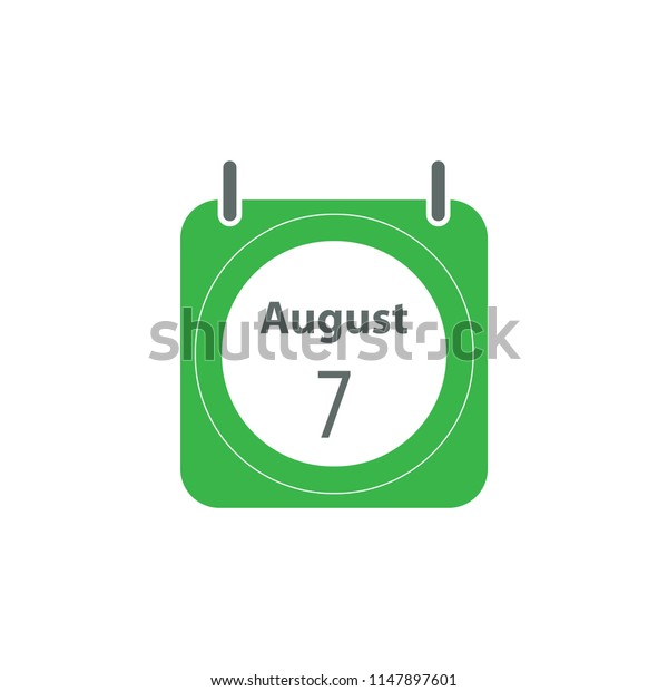 August 7th Calendar Icon Flat Style Stock Vector (Royalty Free ...