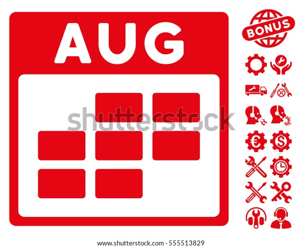 August Calendar Grid Icon Bonus Settings Stock Vector (Royalty Free ...