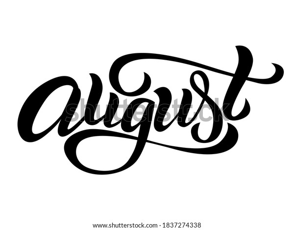 August Cute Handwritten Modern Black Outline Stock Vector (Royalty Free ...
