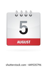August Five Calendar Icon Stock Vector (Royalty Free) 449535796 ...