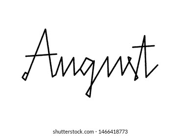 August Hand Lettering On White Background Stock Vector (Royalty Free ...